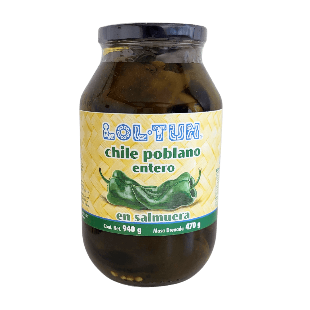 Whole Chili Poblano Peppers from LOL-TUN in a jar 940g – MexicoMiAmor